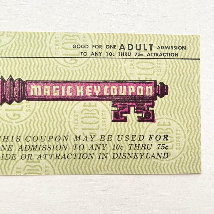 Disneyland Magic Key Coupon Admission Ticket Vintage 1960s 10 to 75 ...