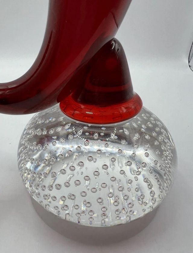 Antique Pairpoint Ruby Red Glass Bubble Ball Cornucopia Vase
