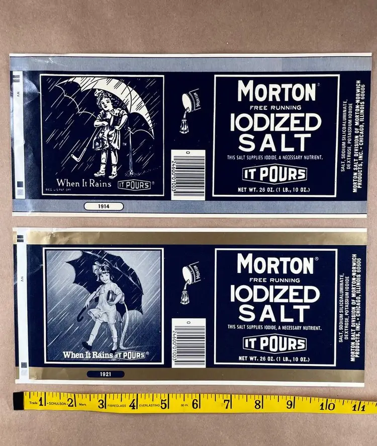 Morton's Iodized Salt Labels UNUSED Paper Advertising 1914 1921 1933 ...