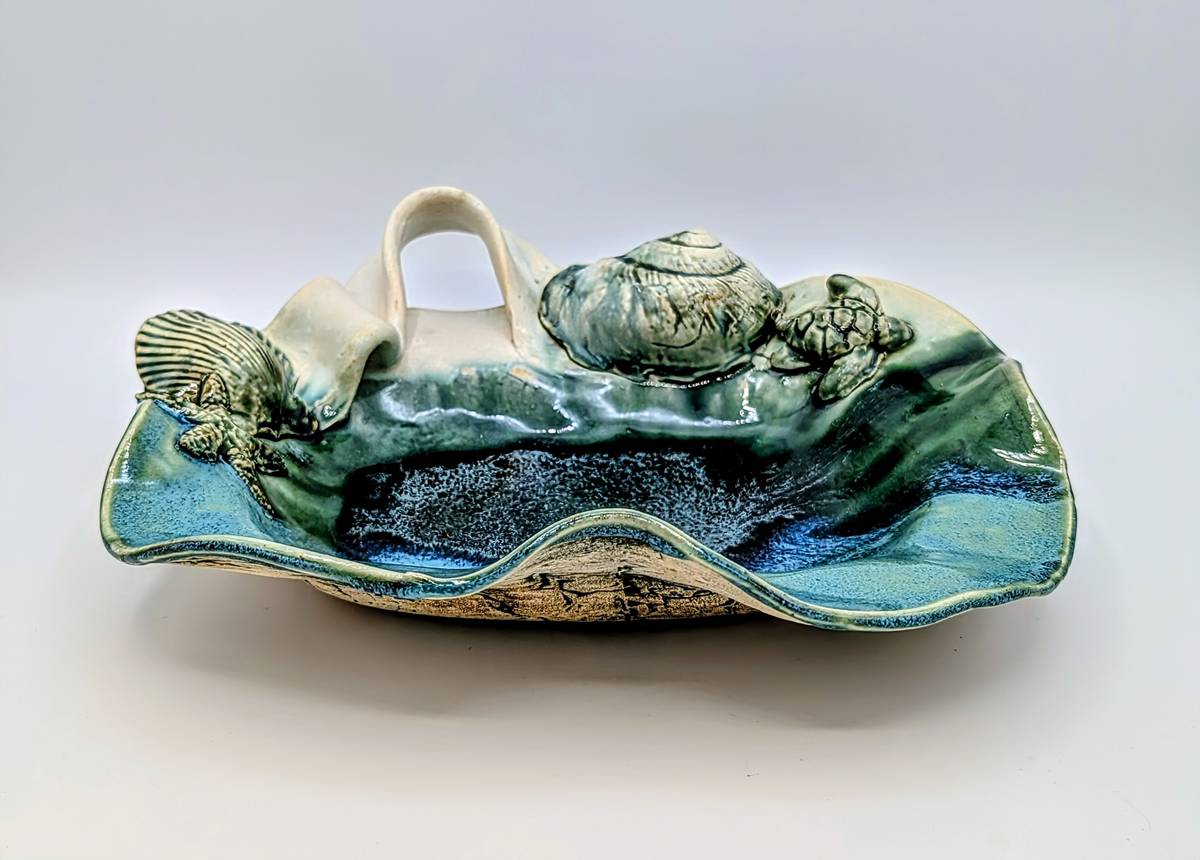 Niknax · Douglas Studio Pottery Coastal Bowl – 9.5” Shell, Turtle ...