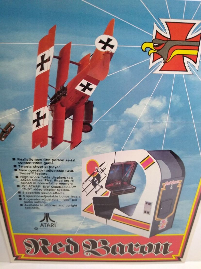 Red Baron Arcade FLYER Original 1981 Retro Game Video Paper Artwork Air ...