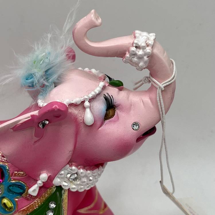 Margaret Le Van Elephant Figurine Pink Embellished “Reach High For Hope”