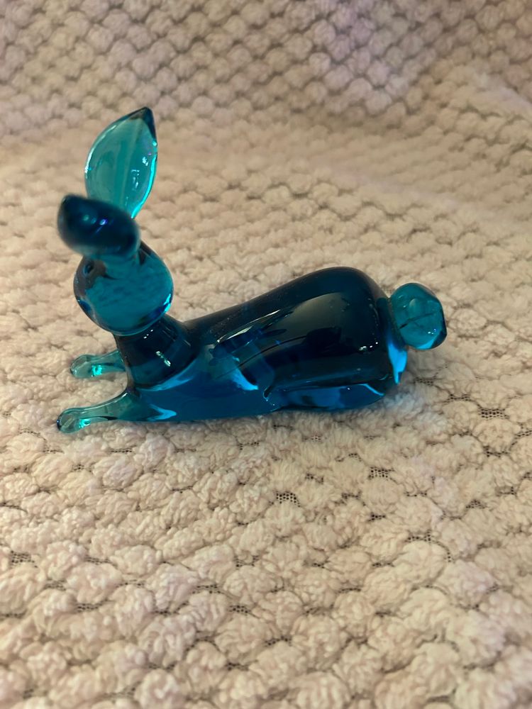 Cobalt Blue Glass Bunny Rabbit