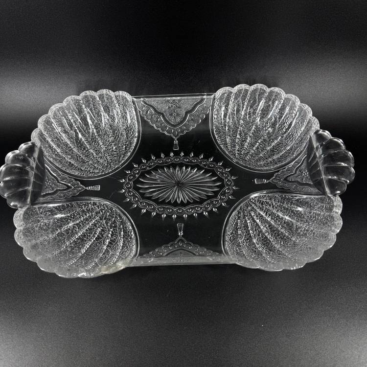 EAPG Duncan And Suns Shell And Tassel Dish 14”