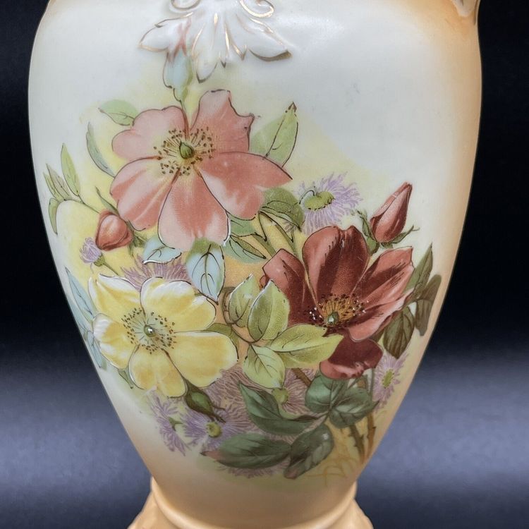 ANTIQUE ROBERT HANKE RH PORCELAIN EWER PITCHER HAND PAINTED 11” VASE