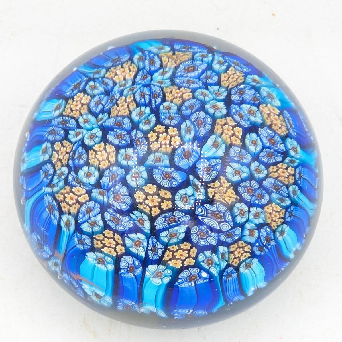 Niknax · Murano Millefiori Small Blue Paperweight Vintage Art Glass ...