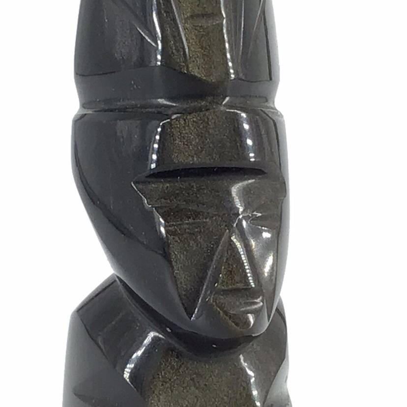 Obsidian Stone Carved Idol Figure Mayan Aztec Incan Golden Sheen ...