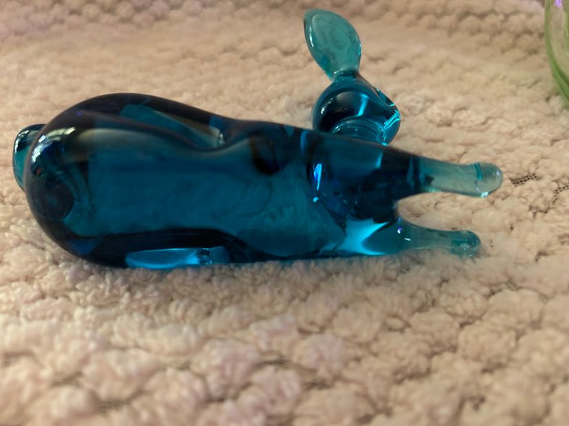Cobalt Blue Glass Bunny Rabbit