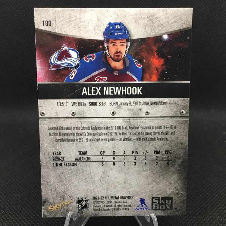 Alex Newhook 2021-22 Skybox Metal Universe Rookie Card RC #180 ...