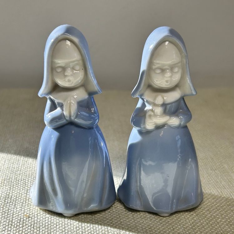 Vintage Ceramaic Nun Figurines Praying Christmas Religious