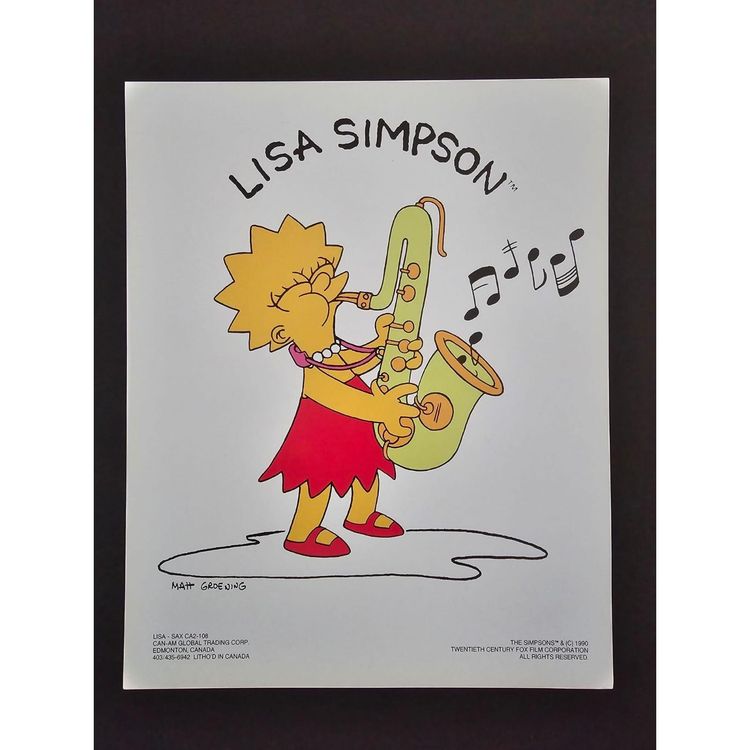 1990, Original Vintage LISA SIMPSON SAXO, Simpsons Poster, Rare & Very ...
