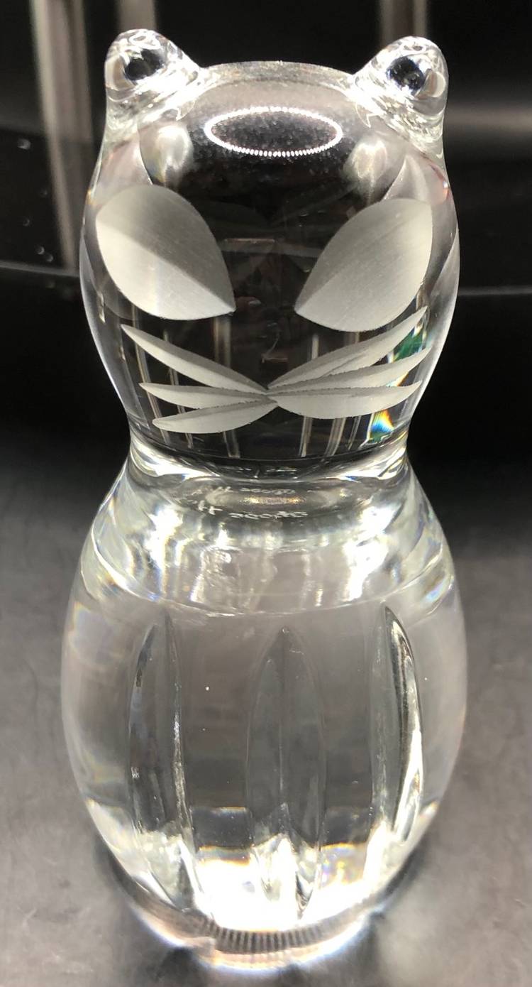 #03 - Signed Spode crystal/glass Cat paperweight