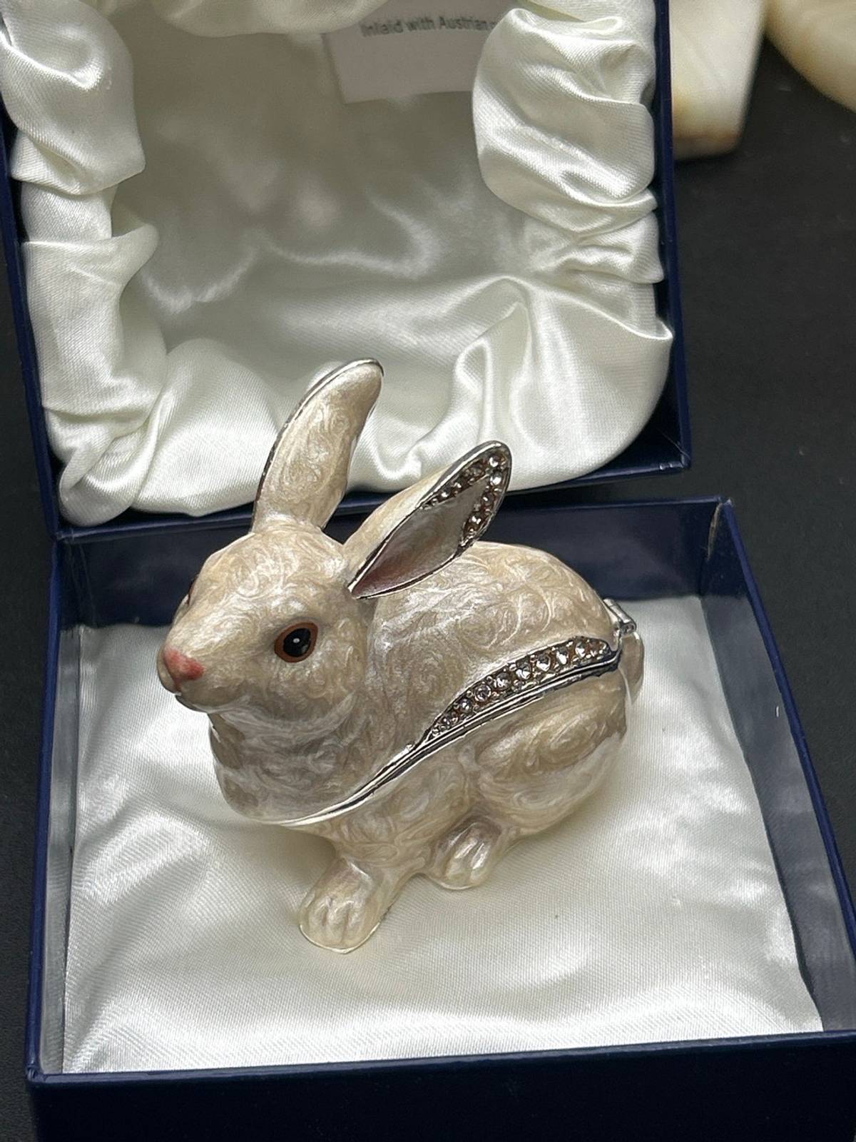 Niknax · Vintage Kingspoint Designs Jeweled Rabbit Trinket Box – Hand ...