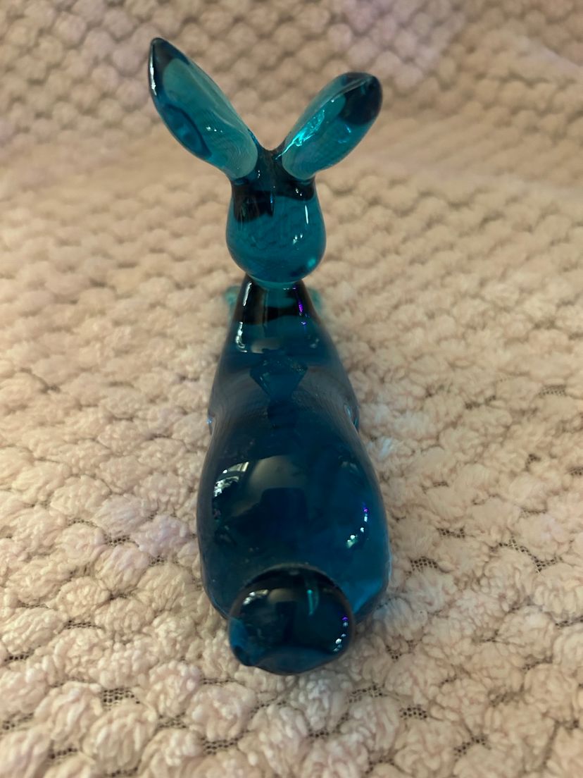 Cobalt Blue Glass Bunny Rabbit
