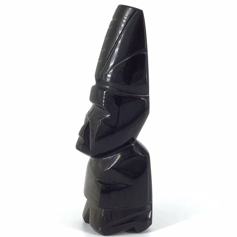 Obsidian Stone Carved Idol Figure Mayan Aztec Incan Golden Sheen ...