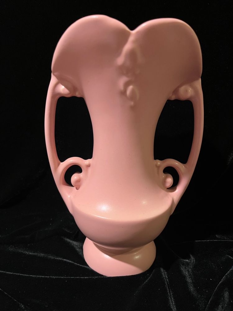 784-Vintage Abingdon Pottery #522 Handled Vase Pink