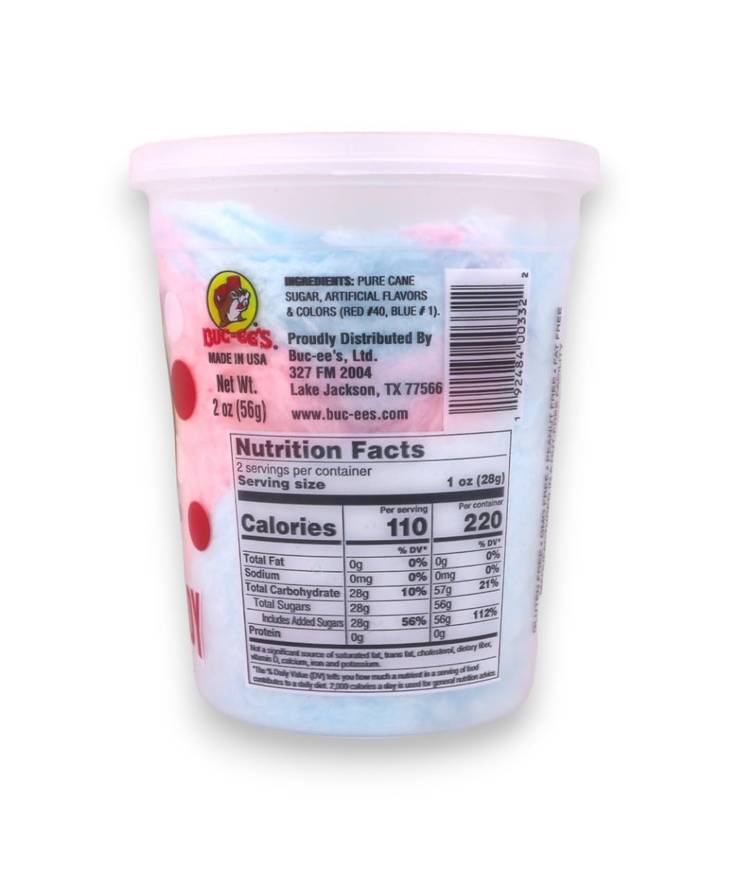 Buc-ee's Gluten Free Cotton Candy - 2 oz Tub (Classic Cotton Candy)
