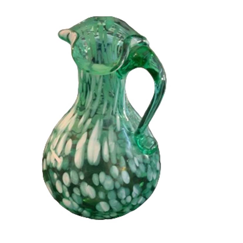 Green Glass Jug With Confetti