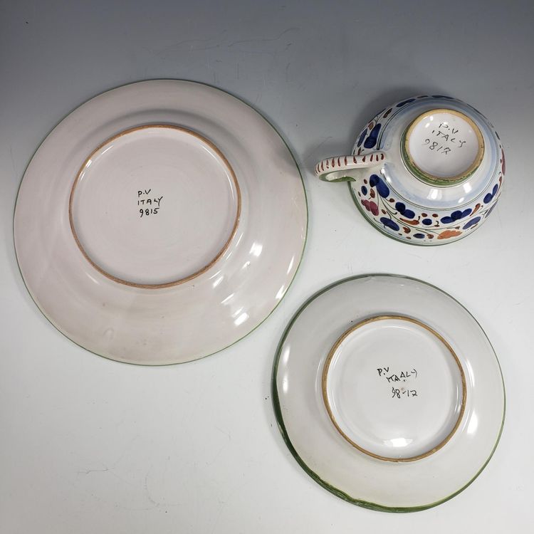 Rare Mario Sambuco Deruta Italian Hand Painted Pottery Bird Trio Tea ...