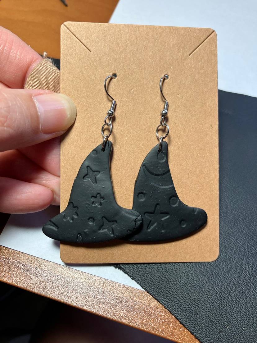 Handmade Polymer Clay Witch Hat Earrings