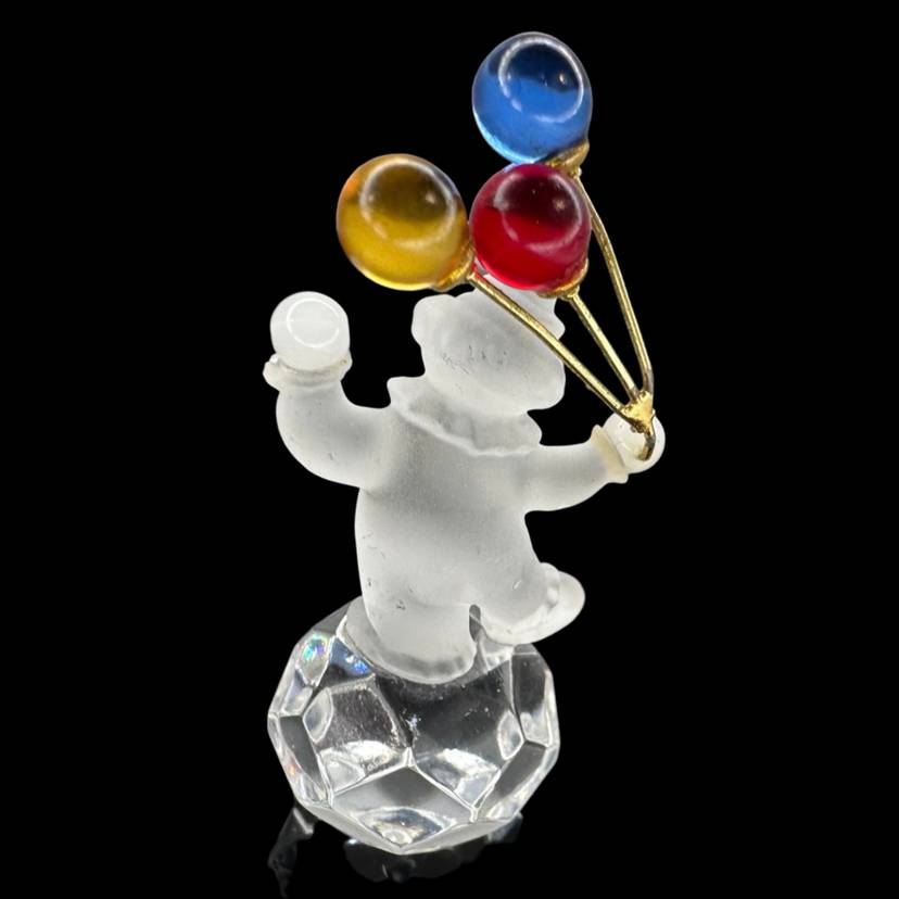 Swarovski Miniature Crystal Clown With Balloons On Faceted Ball