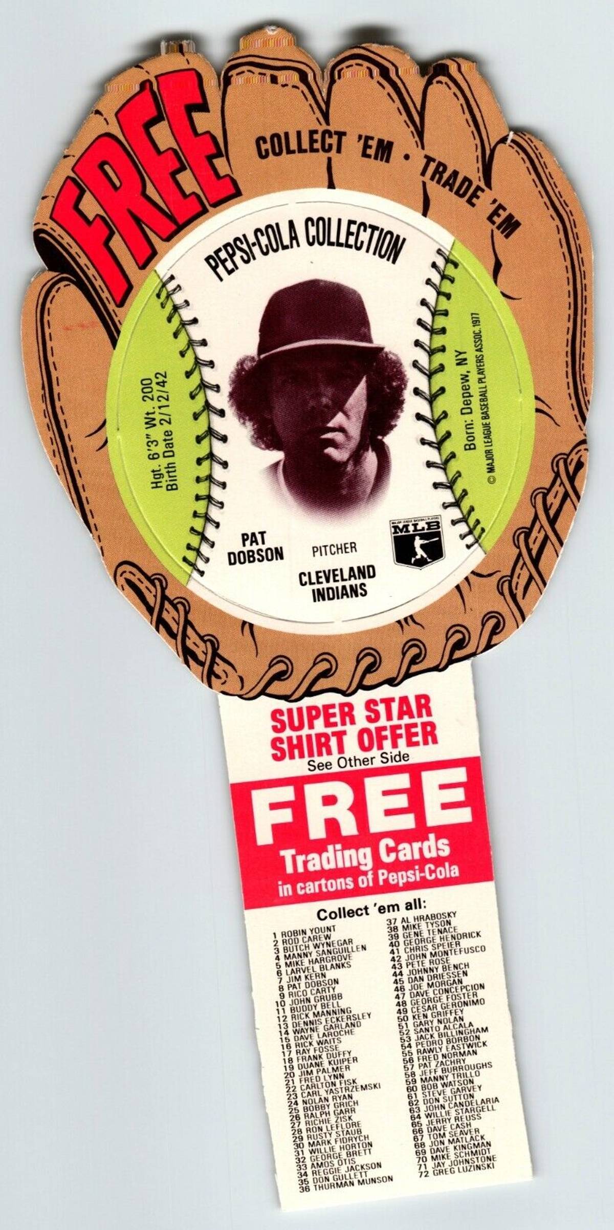 Niknax · Pepsi Baseball Trading Card 1977 Pat Dobson Cleveland Indians ...