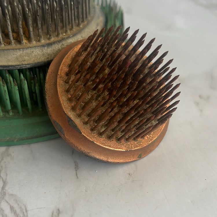 Set Of 3 Vintage Metal Flower Frogs Dazey Mfg Co Los Angeles California