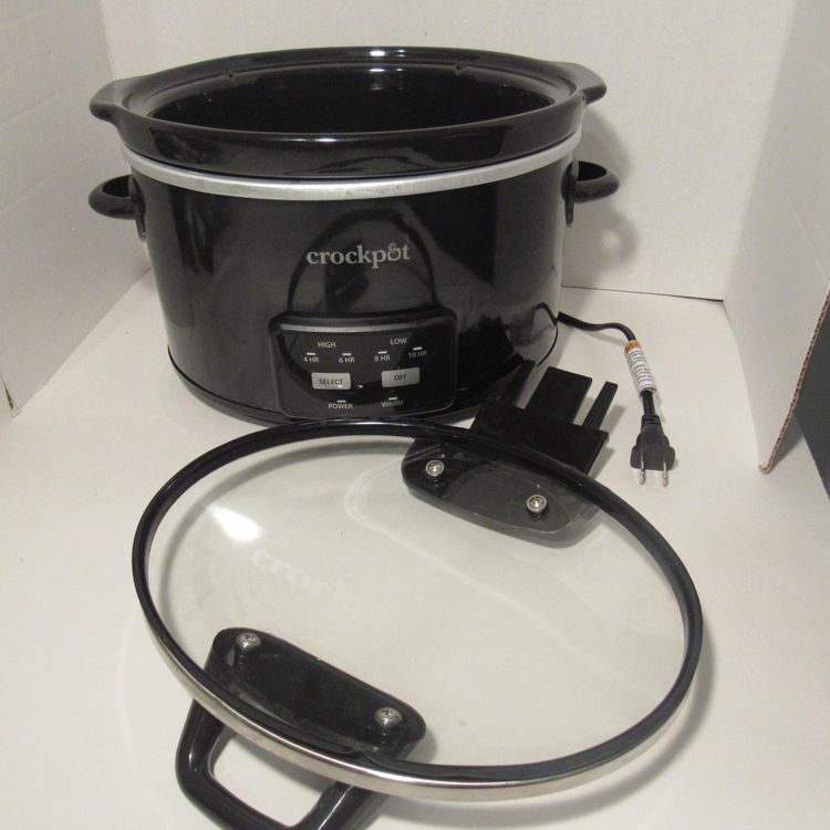 Sunbeam Black Crock Pot 4.5 Quart Programmable One Touch Control Slow ...