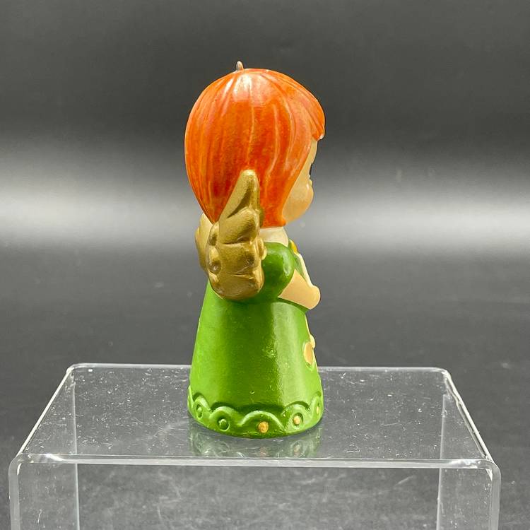 Wolin Green Chalkware Angel Holding Candle Hanging Christmas Ornament ...