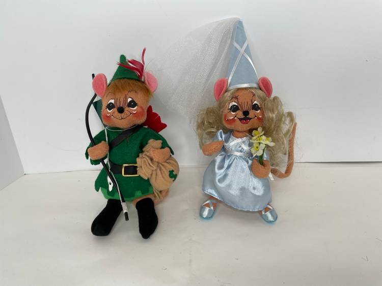 Annalee Robin Hood & Maid Marion Mouse Doll Set 6” 2007 Storybook Mice ...