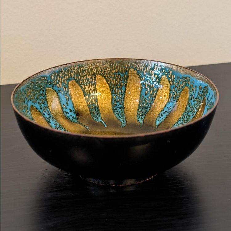 Vintage Maggie Howe 4.5" MCM Enamel on Copper Sun Burst Bowl Trinket ...