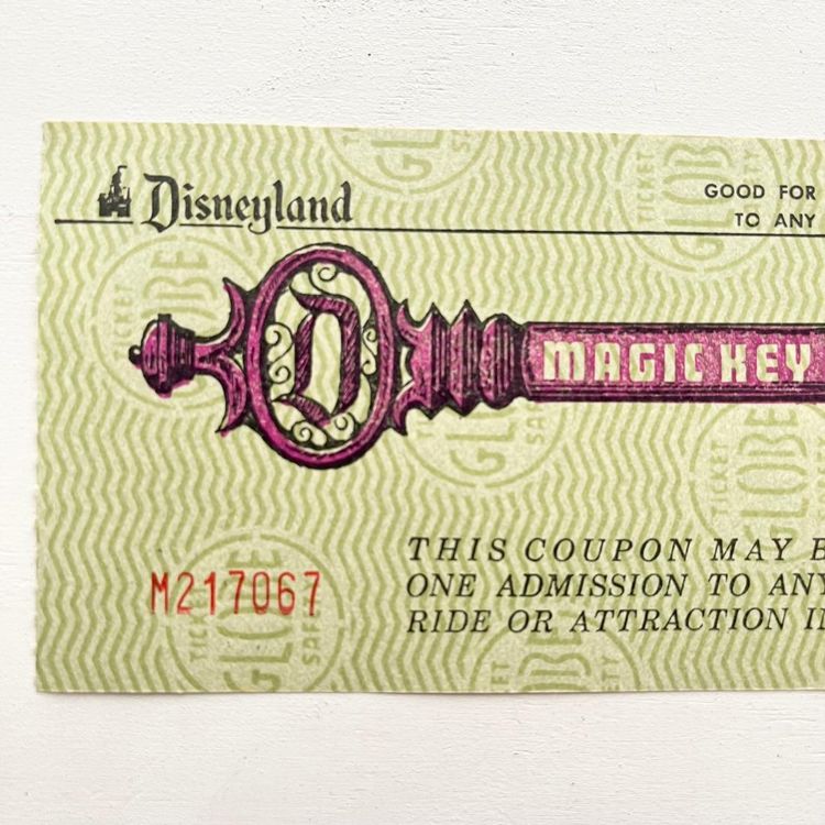 Disneyland Magic Key Coupon Admission Ticket Vintage 1960s 10 to 75 ...