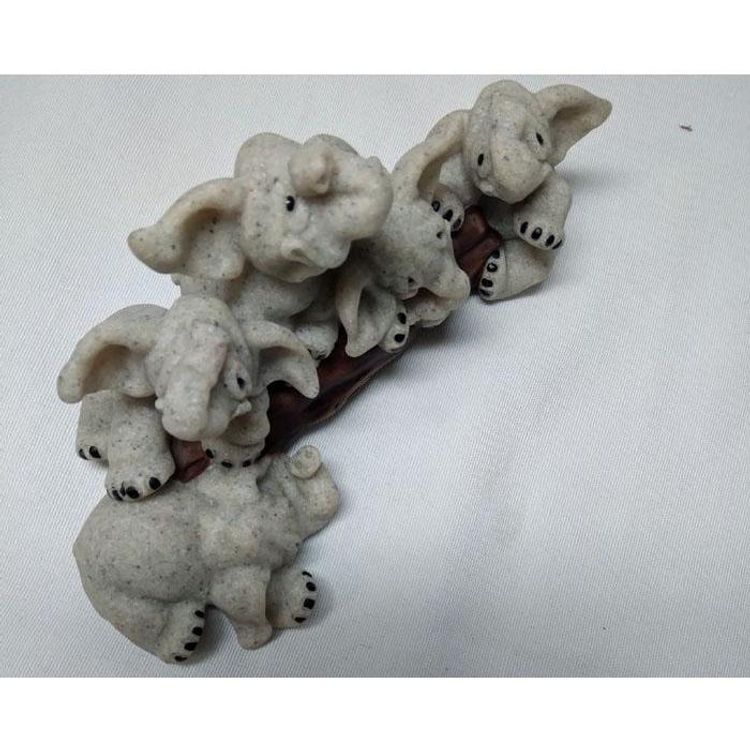 Quarry Critters Enchanted 5 Elephants on Log 56506 Second Nature Design ...