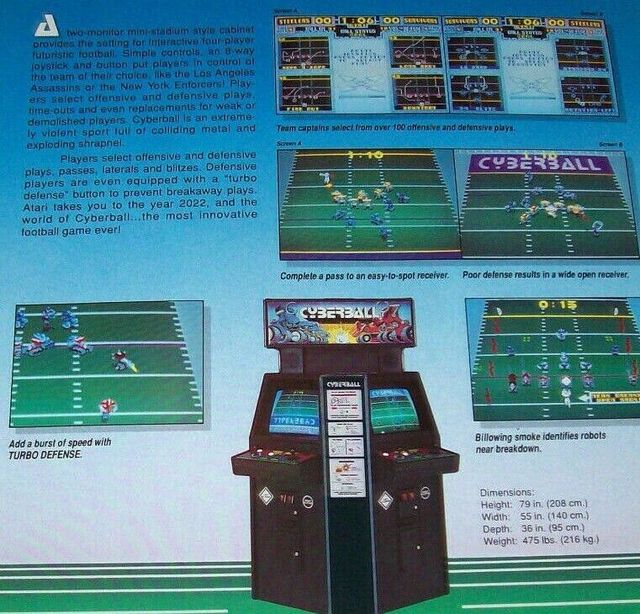Cyberball Arcade Flyer Original 1988 NOS Video Game Football Vintage ...