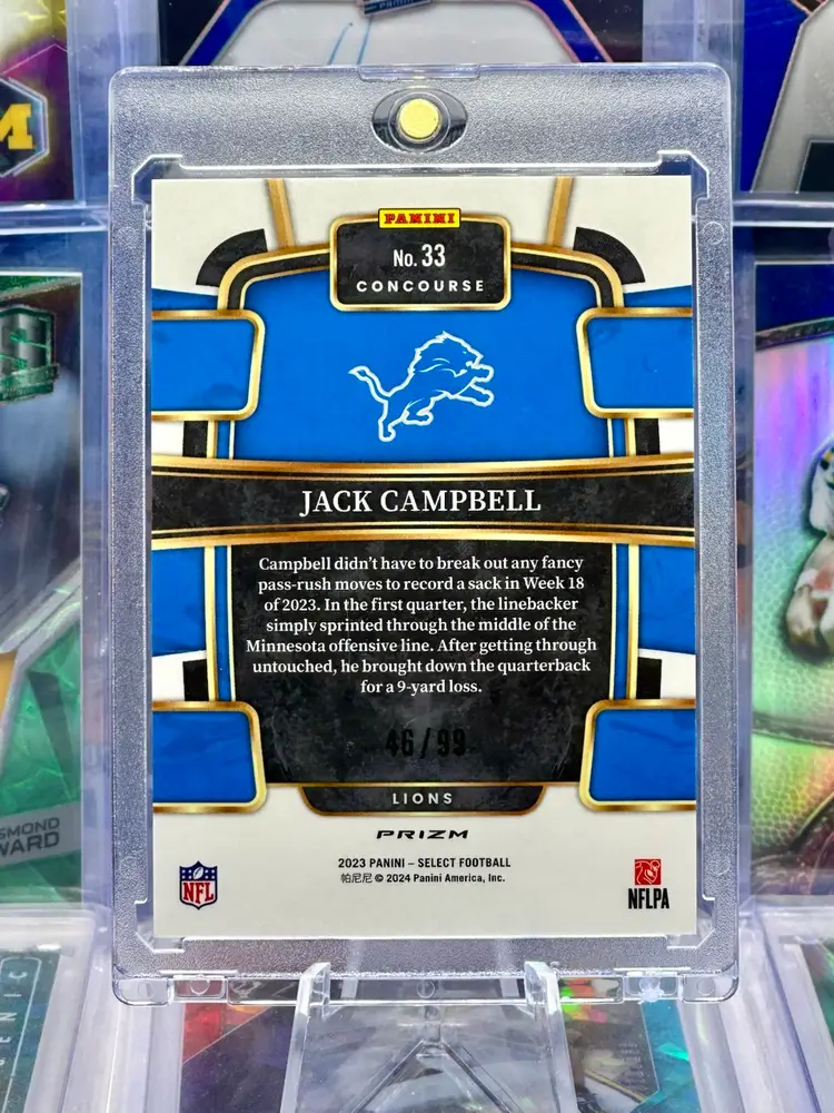 2023 Select Rookie JERSEY NUMBER MATCH 46/99 Prizm Jack Campbell ...