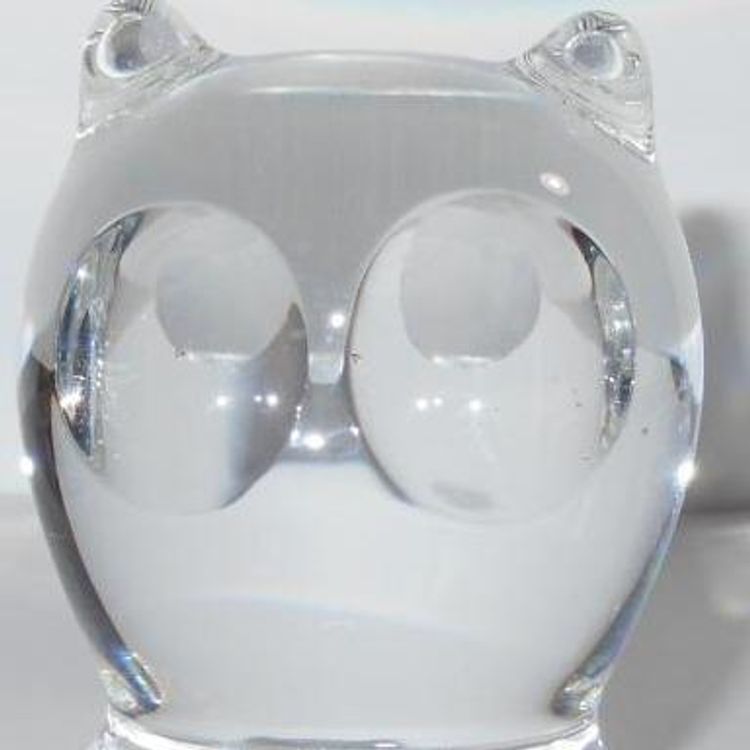 Vintage SPODE England Lead Crystal OWL Paperweight Bird