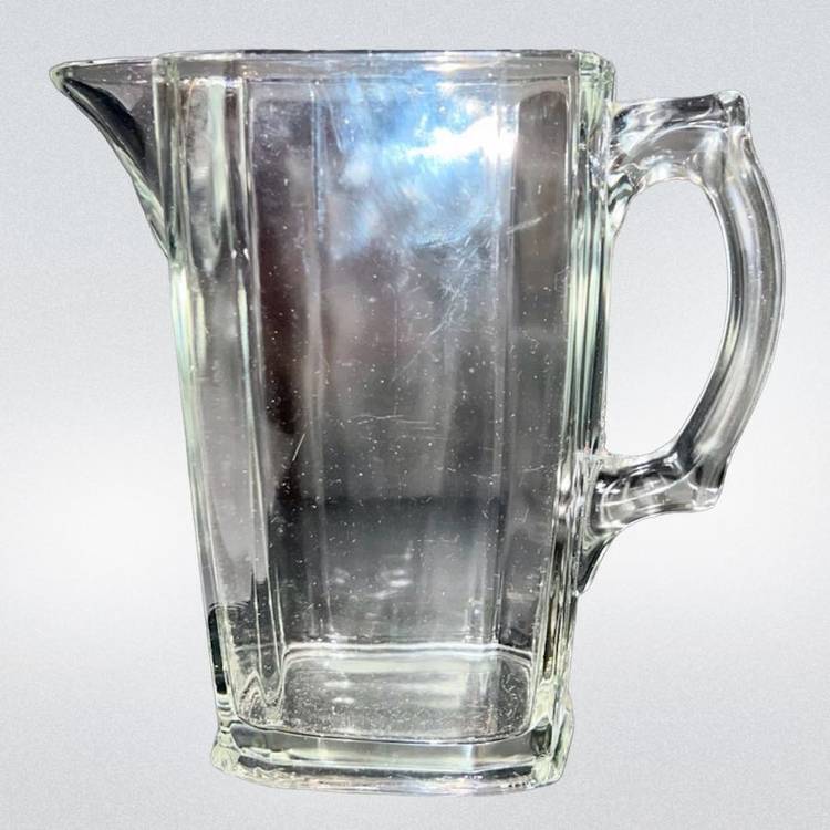 MCM Small Rectangular Clear Glass Pitcher, thick glass