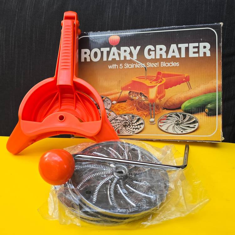 Vtg Orange Rotary Grater Stainless Steel Cutter Slicer Shredder Zester ...