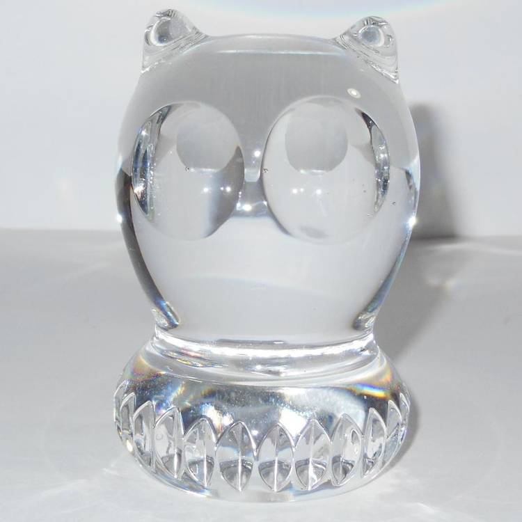 Vintage SPODE England Lead Crystal OWL Paperweight Bird