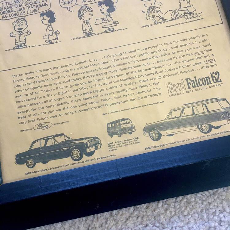 Vintage 1962 FORD FALCON Advertisement With LINUS LUCY PEANUTS 17x14 ...
