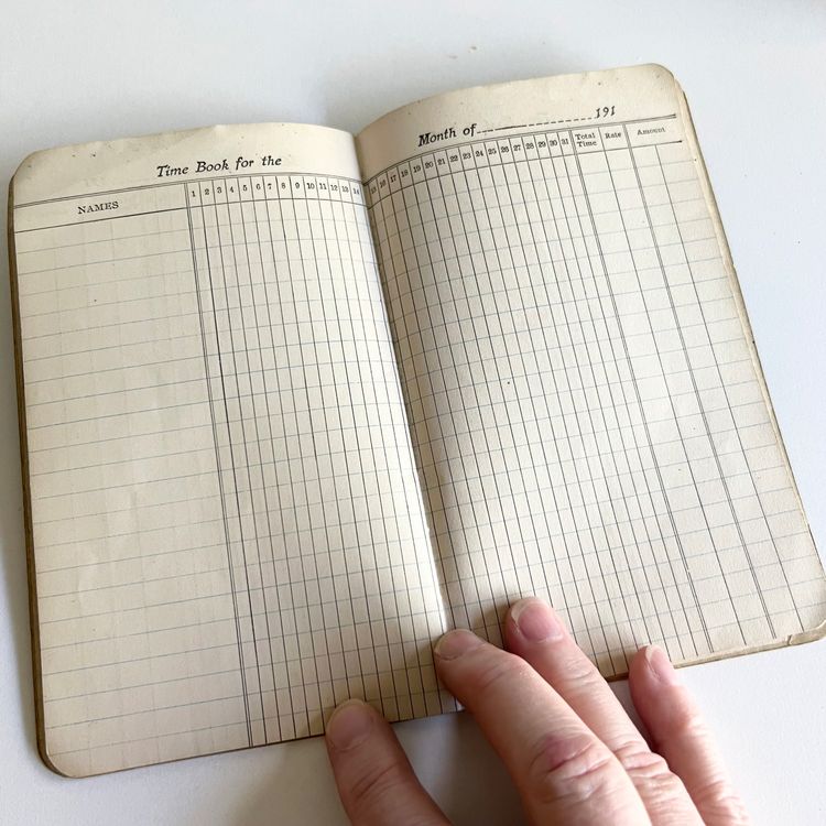 1928 Monthly Time Book Ledger