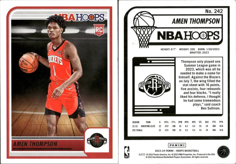 Amen Thompson Rookie Lot of 11 Basketball Cards Houston Rockets CC33