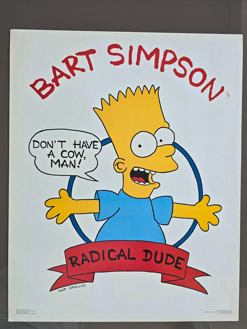 1990, Original Vintage " Bart Don´t Have a Cow, Man!" Simpsons Poster ...