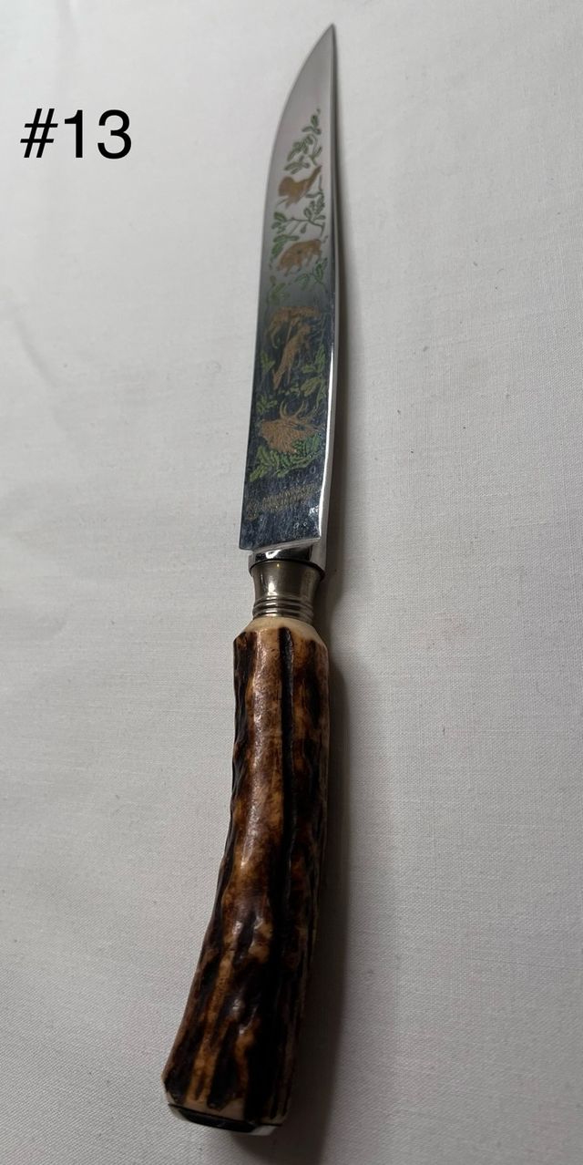 Vintage Anton Wingen Othello Soringen Stag Handle Carving Knife Germany