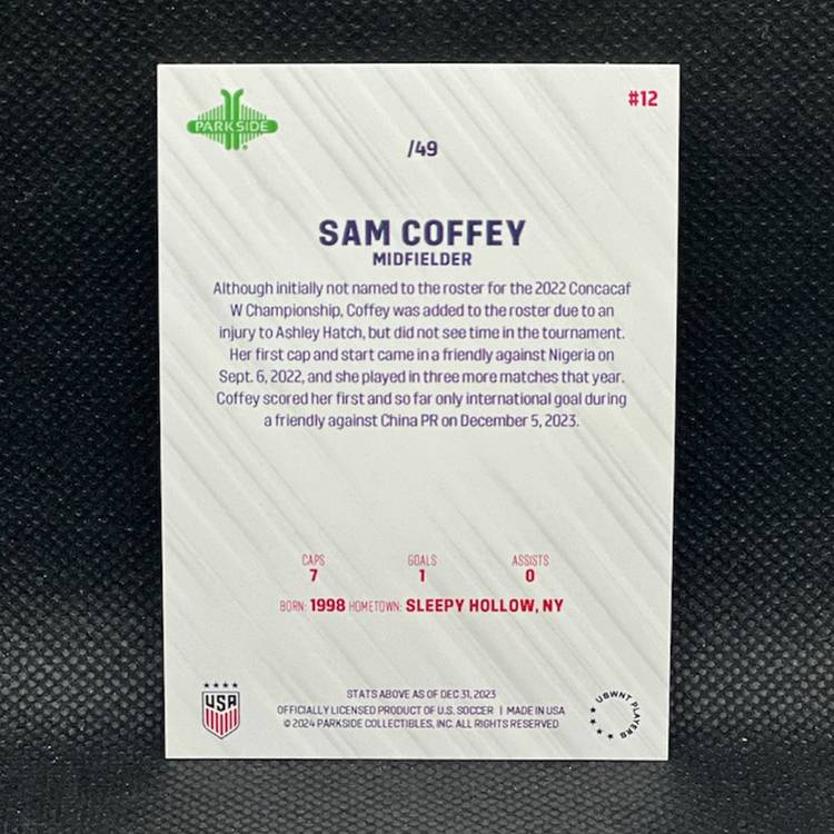 Sam Coffey 2023 Parkside ReCap USWNT Red /49 Soccer Card