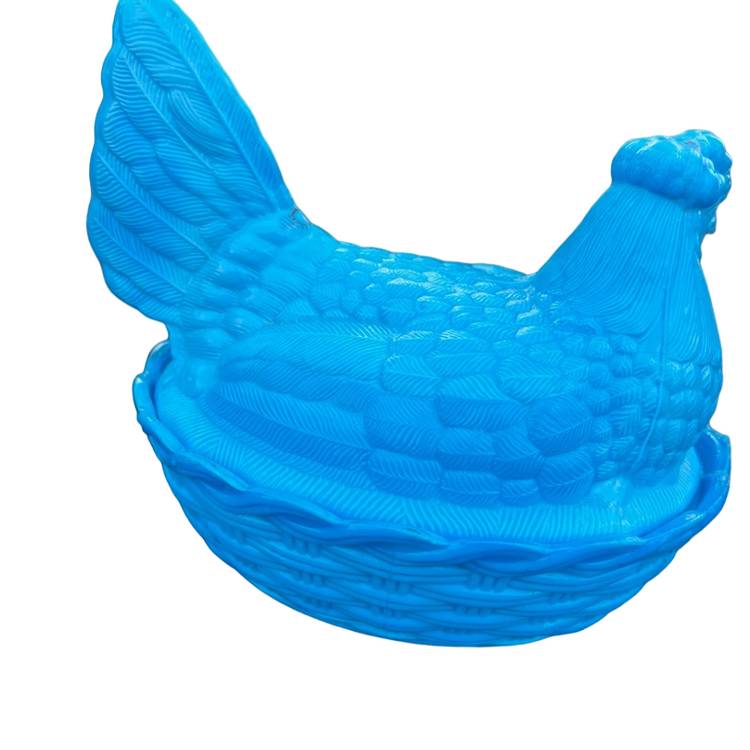 Vintage Large Blue Slag Hen On Nest