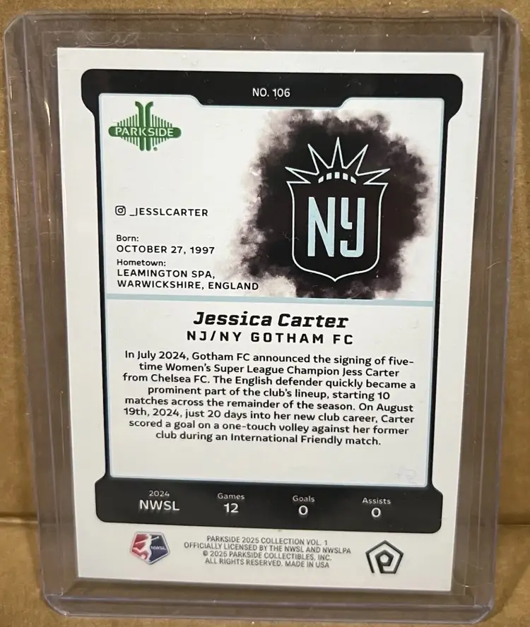 2025 Parkside NWSL Vol 1 - Jessica Carter - Gold 1/1