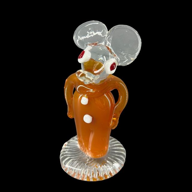Mid Century Modern Archimede Seguso Murano Art Glass Mouse Figurine Orange