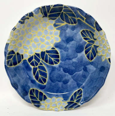 6 Vintage Japanese Blue & White Hydrangea Dishes, Pin Dish, Trinket ...