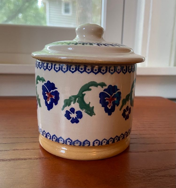 Nicholas Mosse Pottery Ireland-Pansy Pattern Cream 3.75” and Sugar /Jam ...